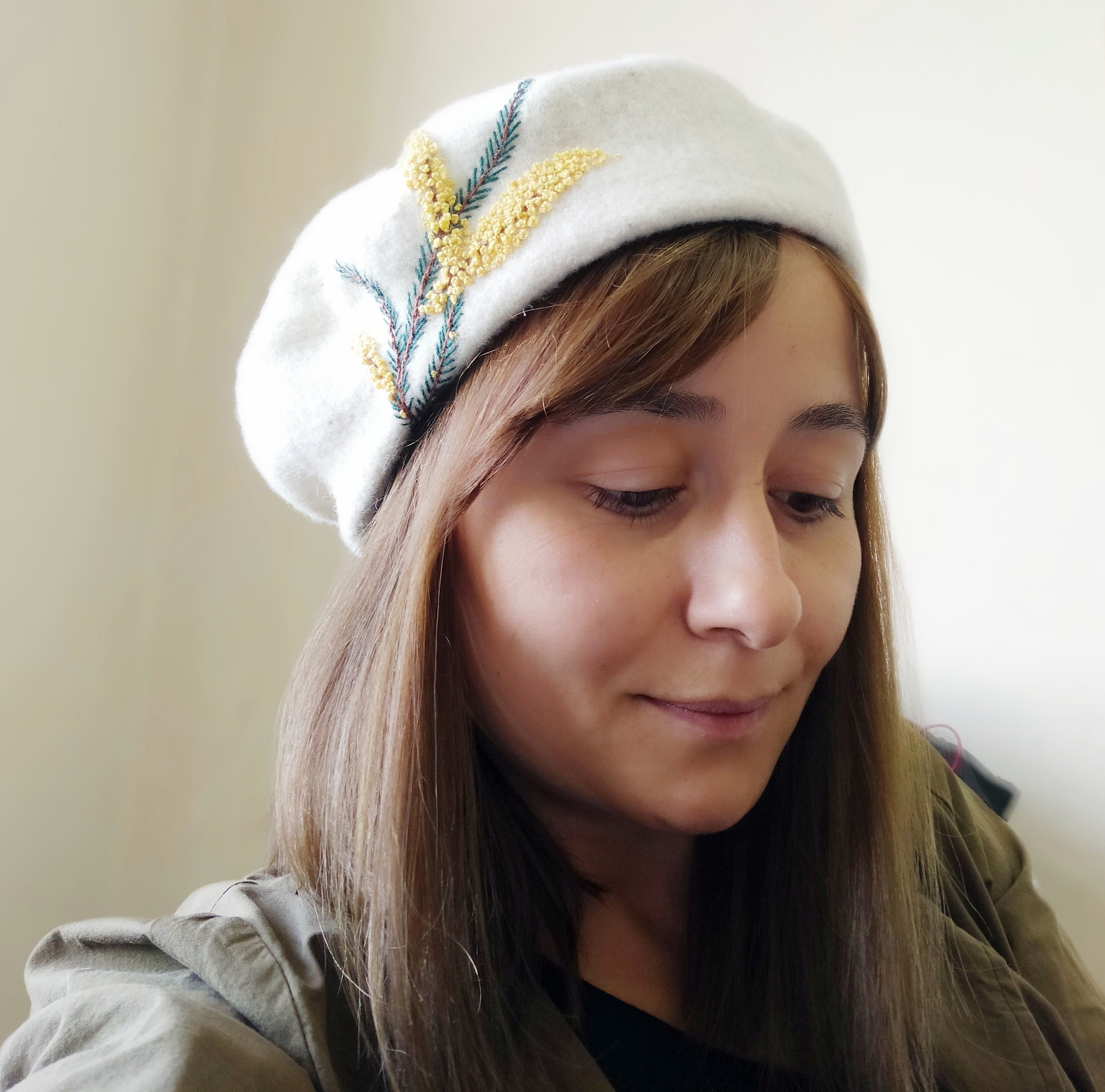Vintage Wool French Beret: Hand Embroidered Floral Winter Hat - Etsy