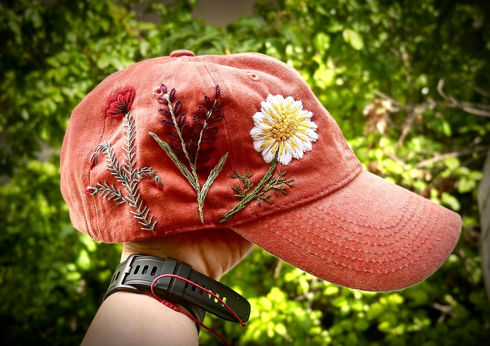 Hand Embroidered Baseball Cap Summer Hat Floral Embroidered - Etsy