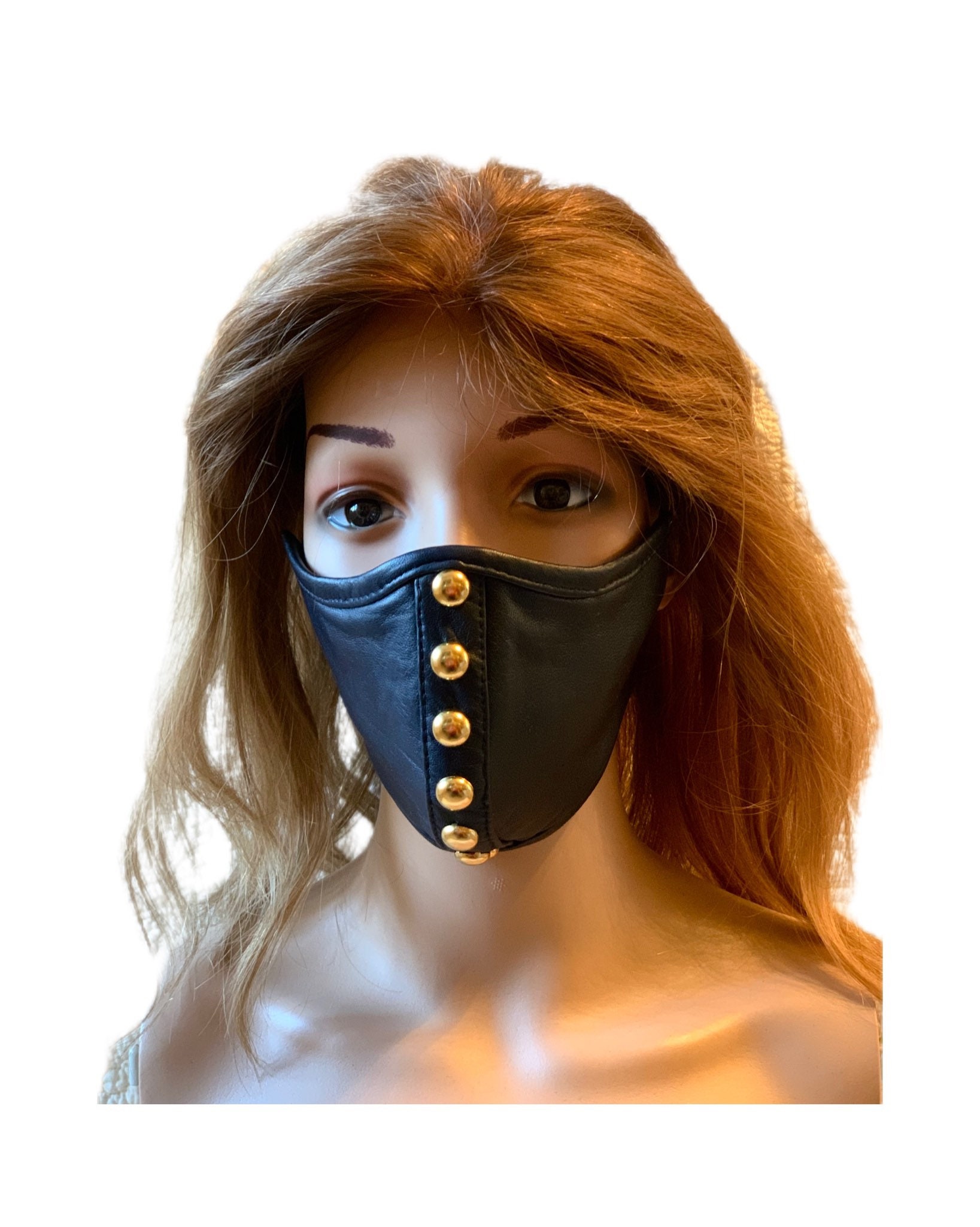 Navy Blue Buttersoft Lambskin Leather Studded Face Mask Cotton - Etsy