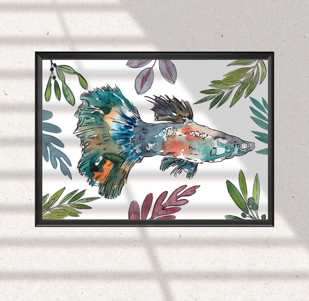 Rainbow Tropical Fish Print / Watercolour Illustration / Animal Print ...