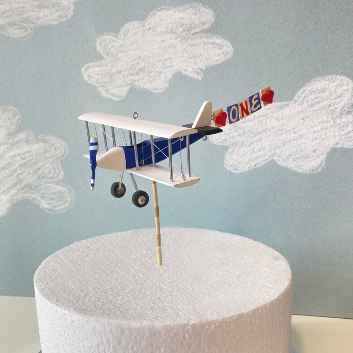 Airplane Cake Topper One. First Birthday Time Flies Pilot | Etsy