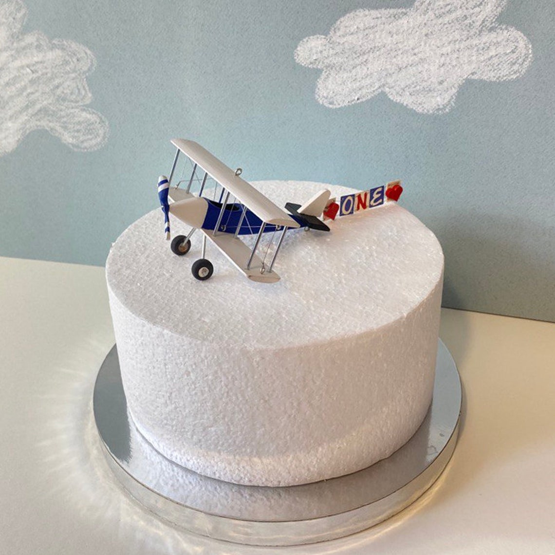 Airplane Cake Topper One. First Birthday Time Flies Pilot | Etsy