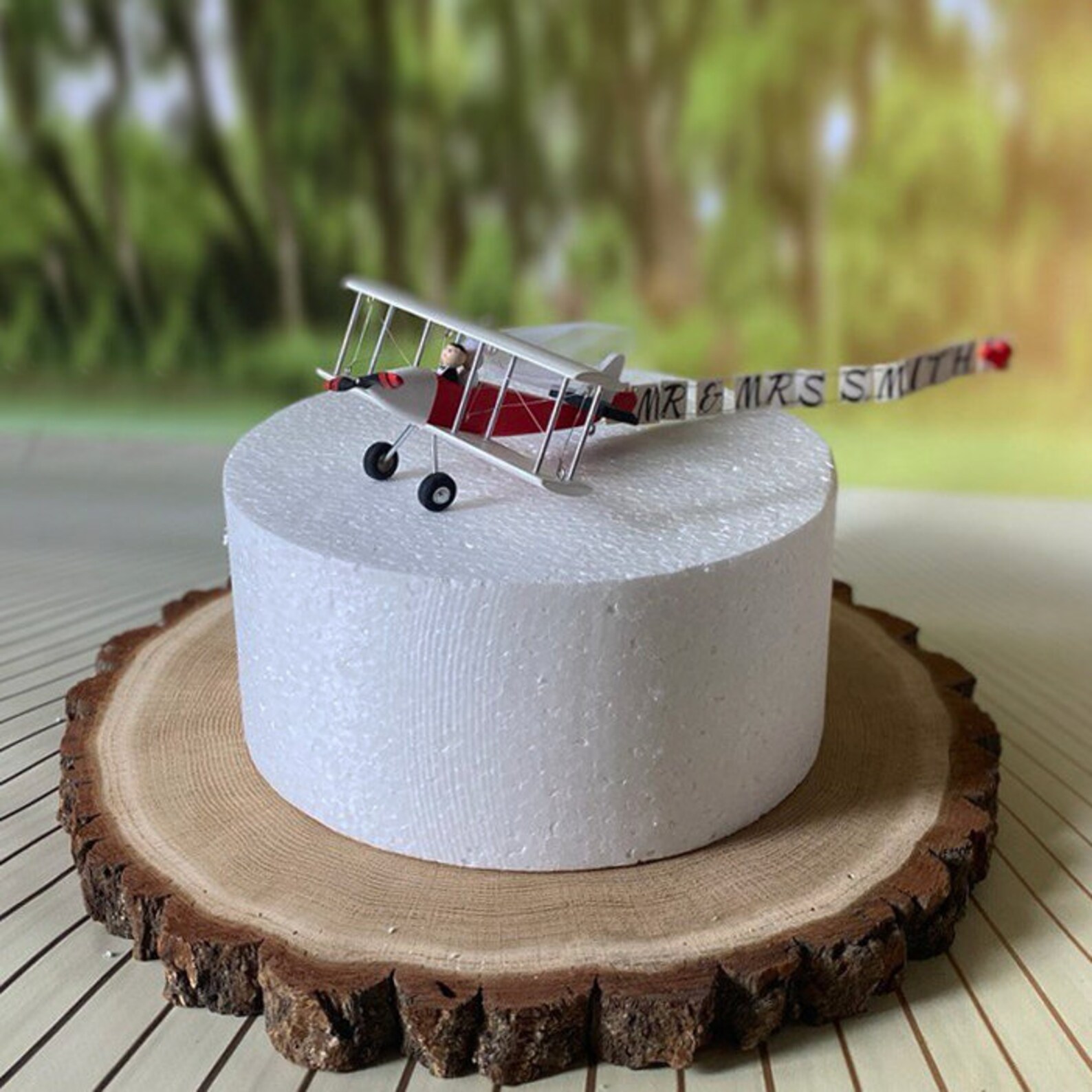 Airplane Wedding Cake Topper With Custom Banner Mr. & Mrs. - Etsy