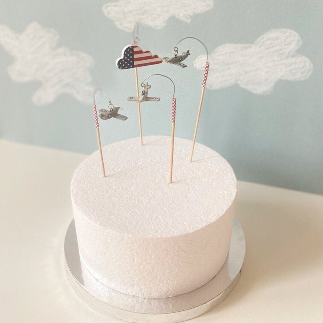 Airplane Cake Topper Set Planes and Cloud Birthday, Time Flies, Pilot ...