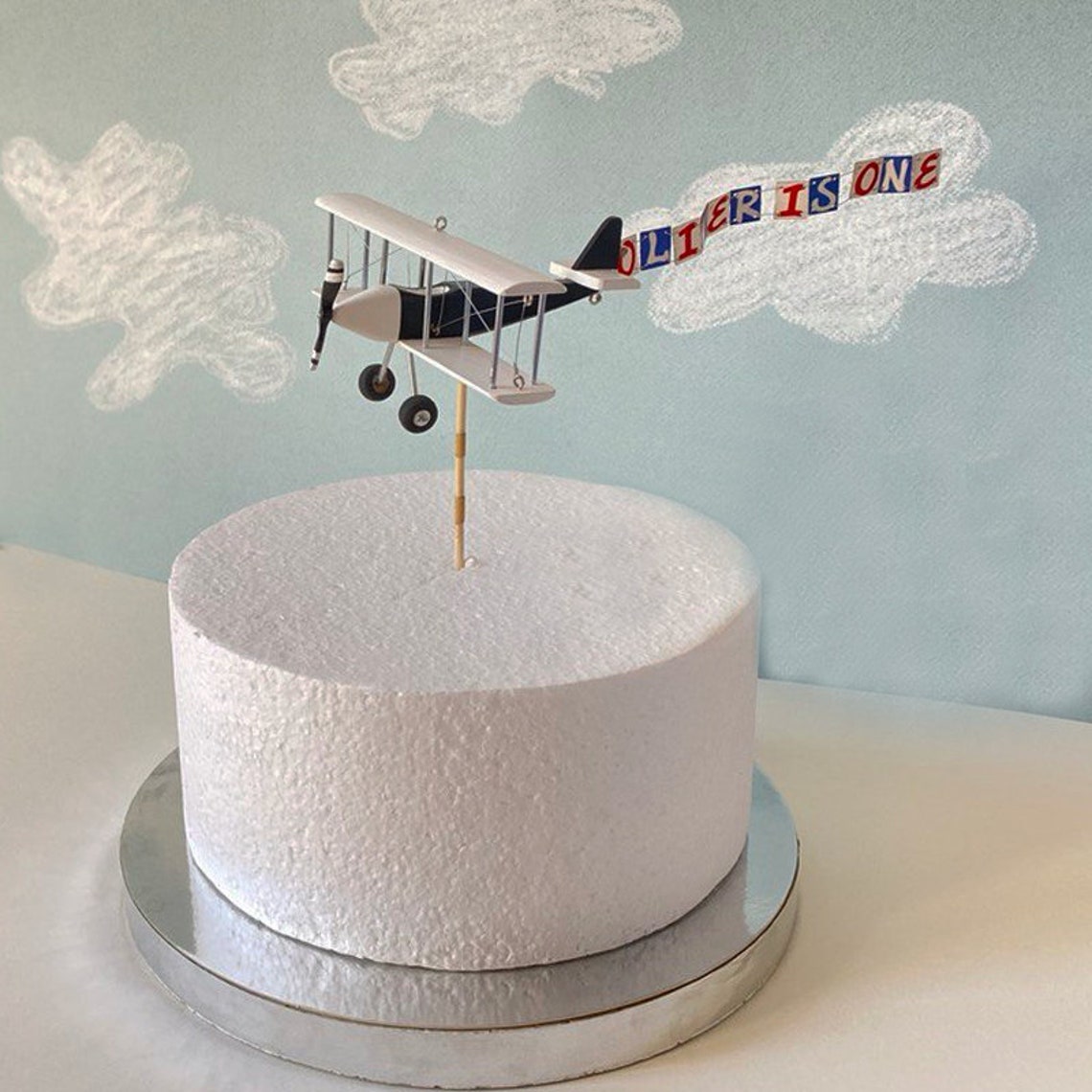 Airplane Cake Topper With Personalized Airplane Banner Custom - Etsy