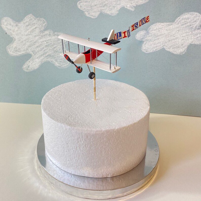 Airplane Cake Topper With Personalized Airplane Banner Custom - Etsy