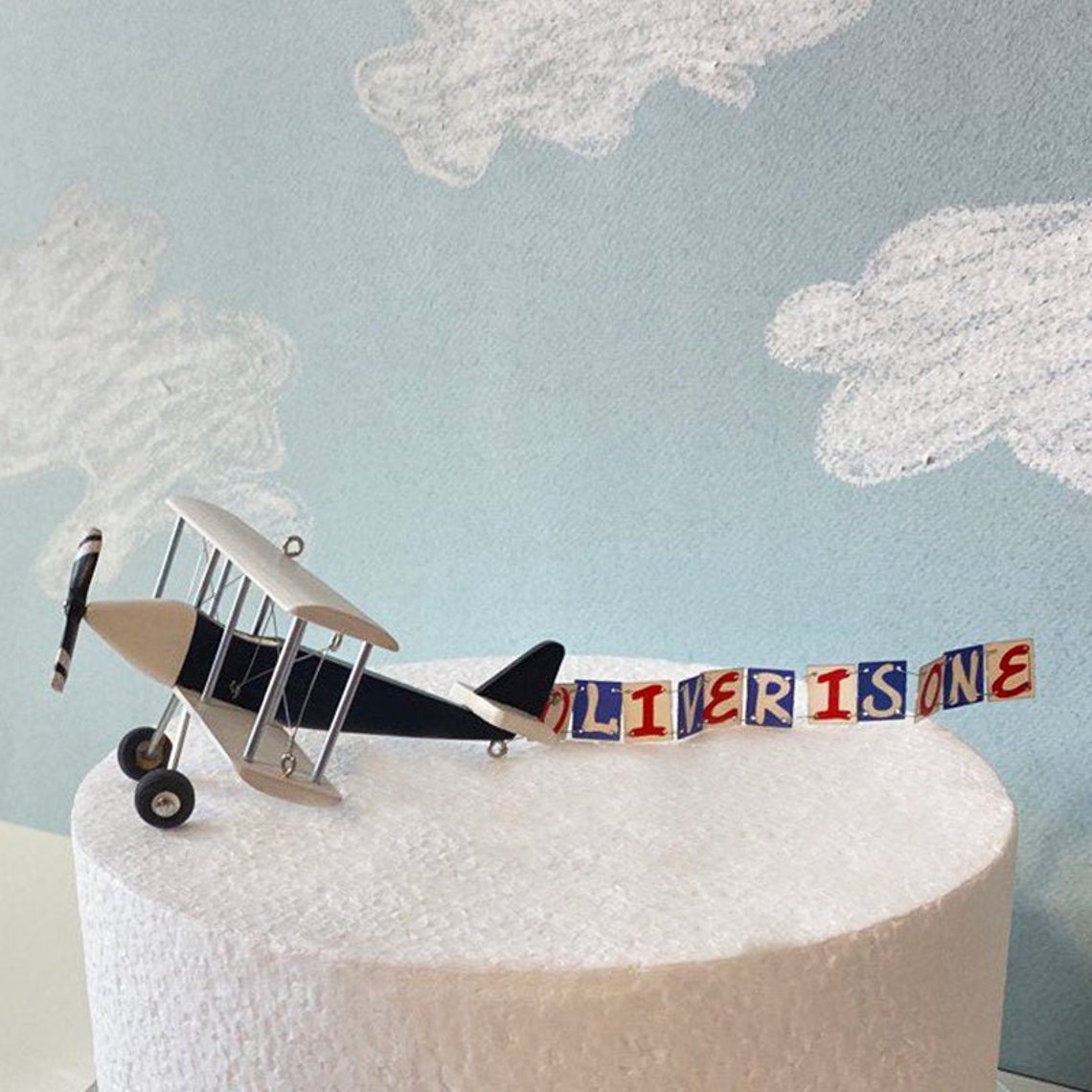 Airplane Cake Topper With Personalized Airplane Banner Custom - Etsy