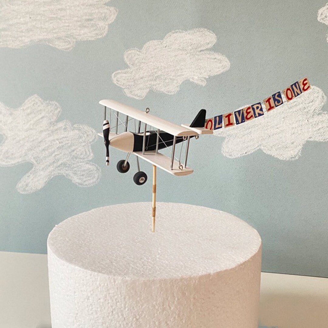 Airplane Cake Topper With Personalized Airplane Banner Custom Name is ...
