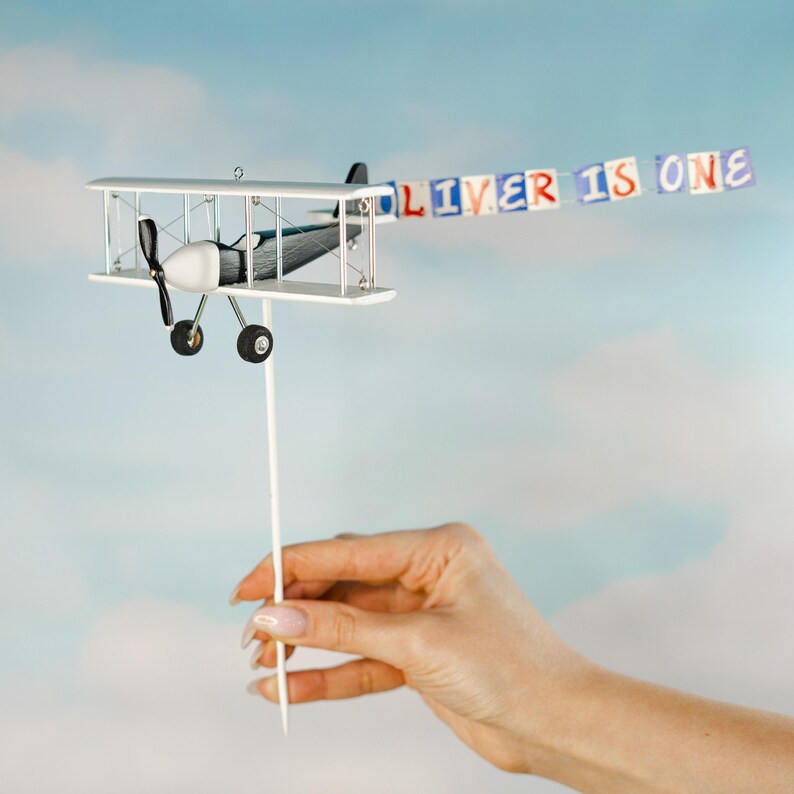 Airplane Birthday Cake Topper, Custom Name Banner, Pilot Party Decor - Etsy
