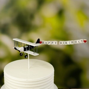 Happy Birthday Airplane Cake Topper With Happy Birthday Banner or Any ...