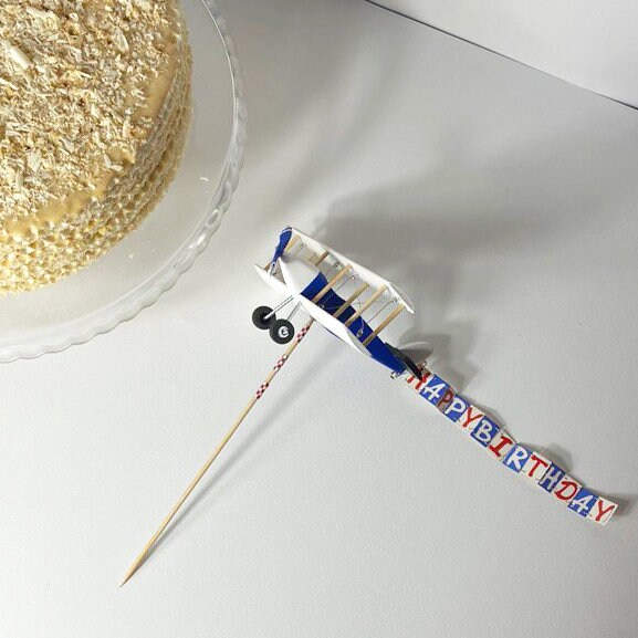 Airplane Birthday Cake Topper with custom name or any text | Etsy