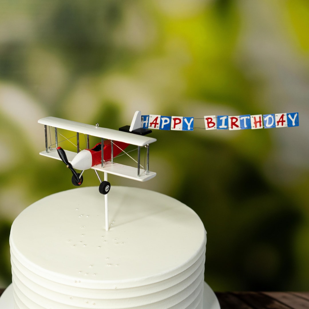 Happy Birthday Airplane Cake Topper With Happy Birthday Banner or Any ...