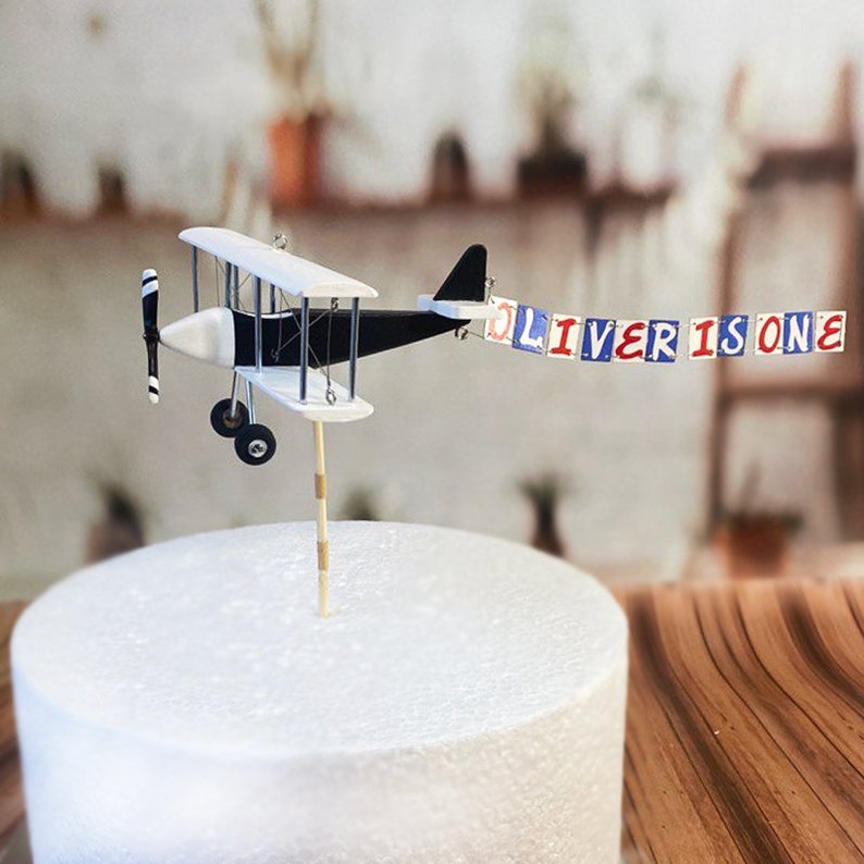 Airplane Cake Topper With Personalized Airplane Banner Custom - Etsy