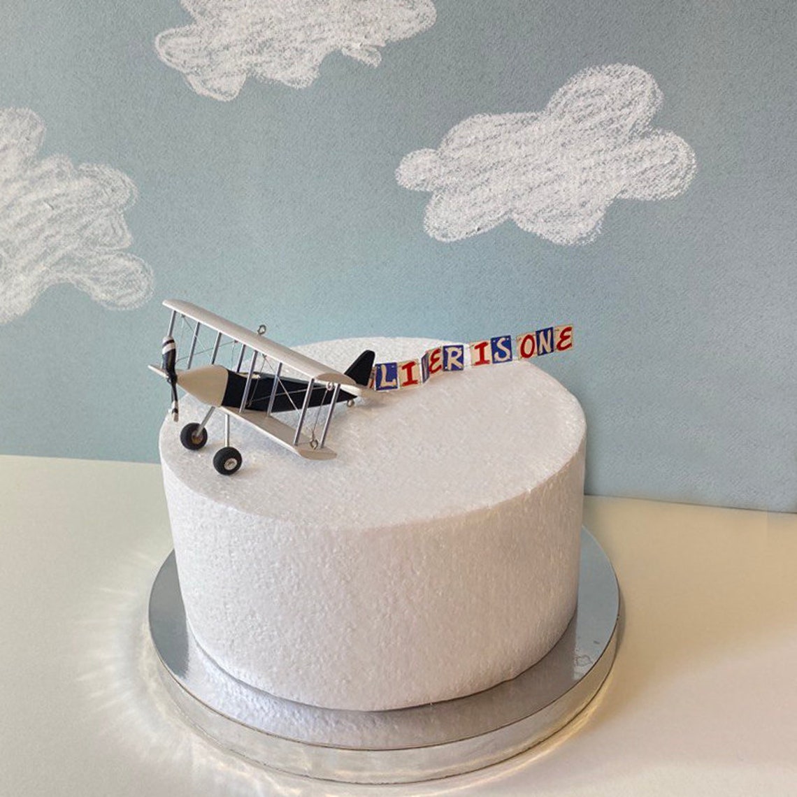 Airplane Cake Topper With Personalized Airplane Banner Custom - Etsy