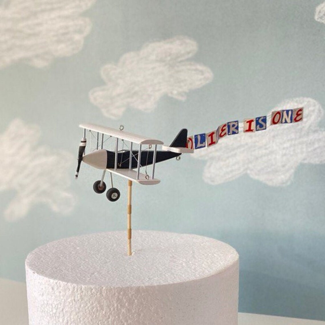 Airplane Cake Topper With Personalized Airplane Banner Custom - Etsy