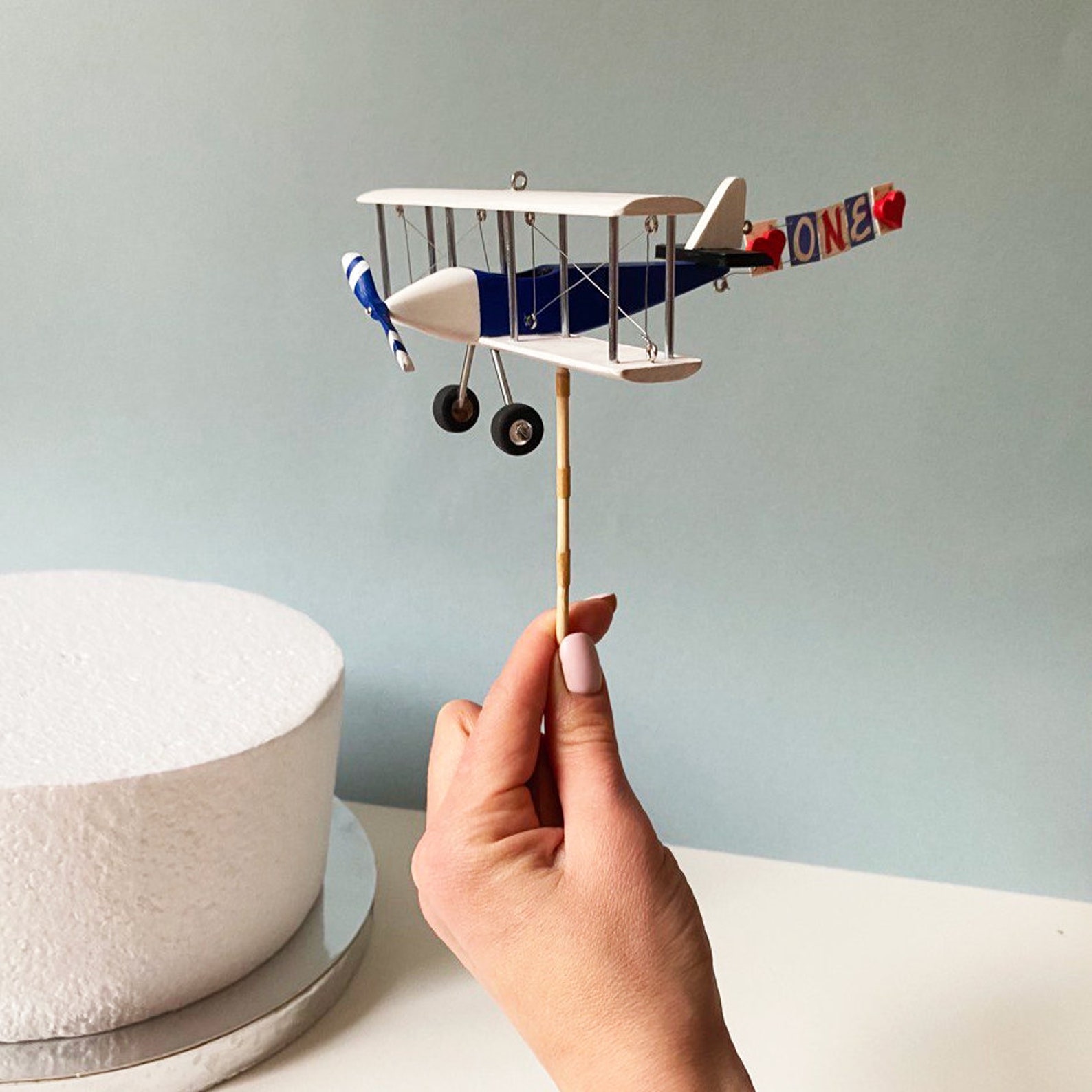 Airplane Cake Topper One. First Birthday Time Flies Pilot | Etsy