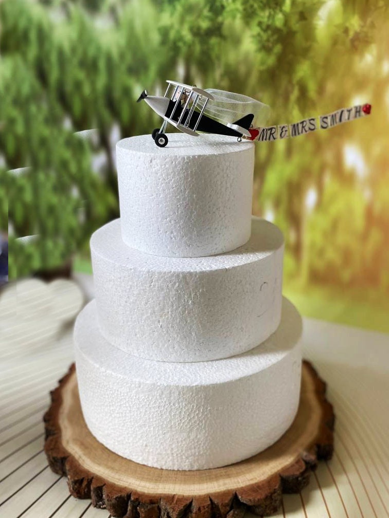 Airplane Wedding Cake Topper With Custom Banner Mr. & Mrs. - Etsy UK