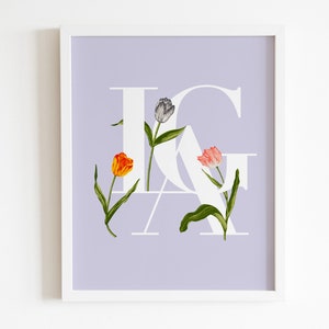 Personalized Letter Artwork/wall Decor Flower Digital - Etsy