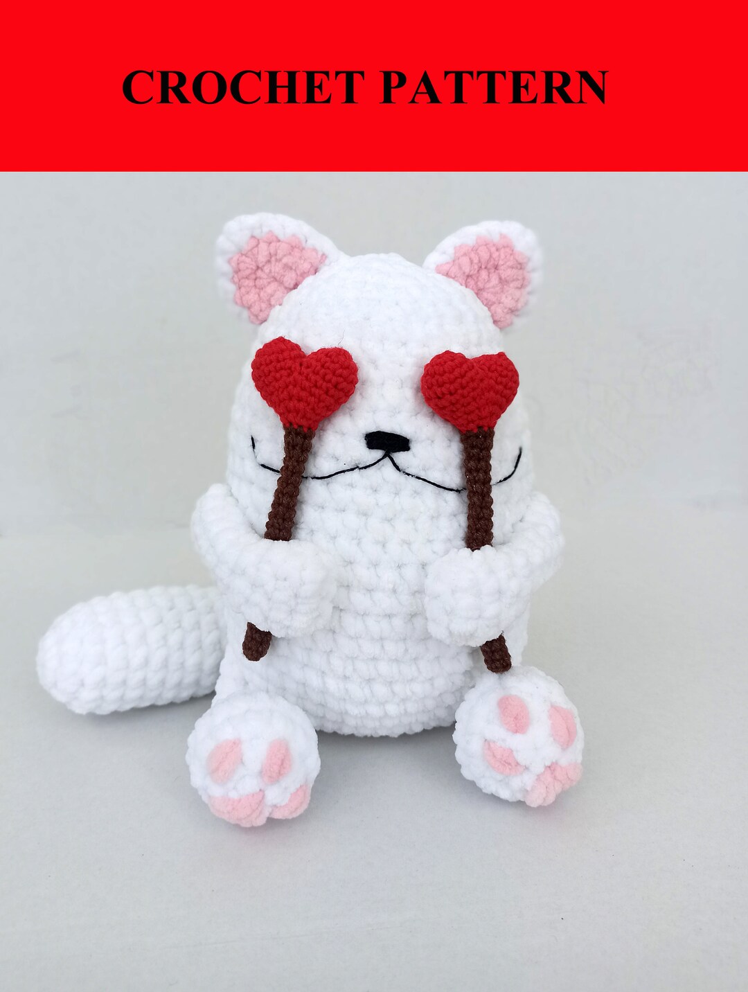 Crochet Pattern Cat in Love, Amigurumi Pattern Valentines Day, Crochet ...