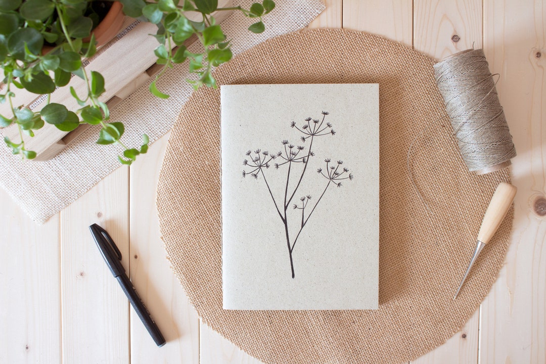 Cuaderno rústico hecho de papel de hierba encuadernado a mano, A5 ...