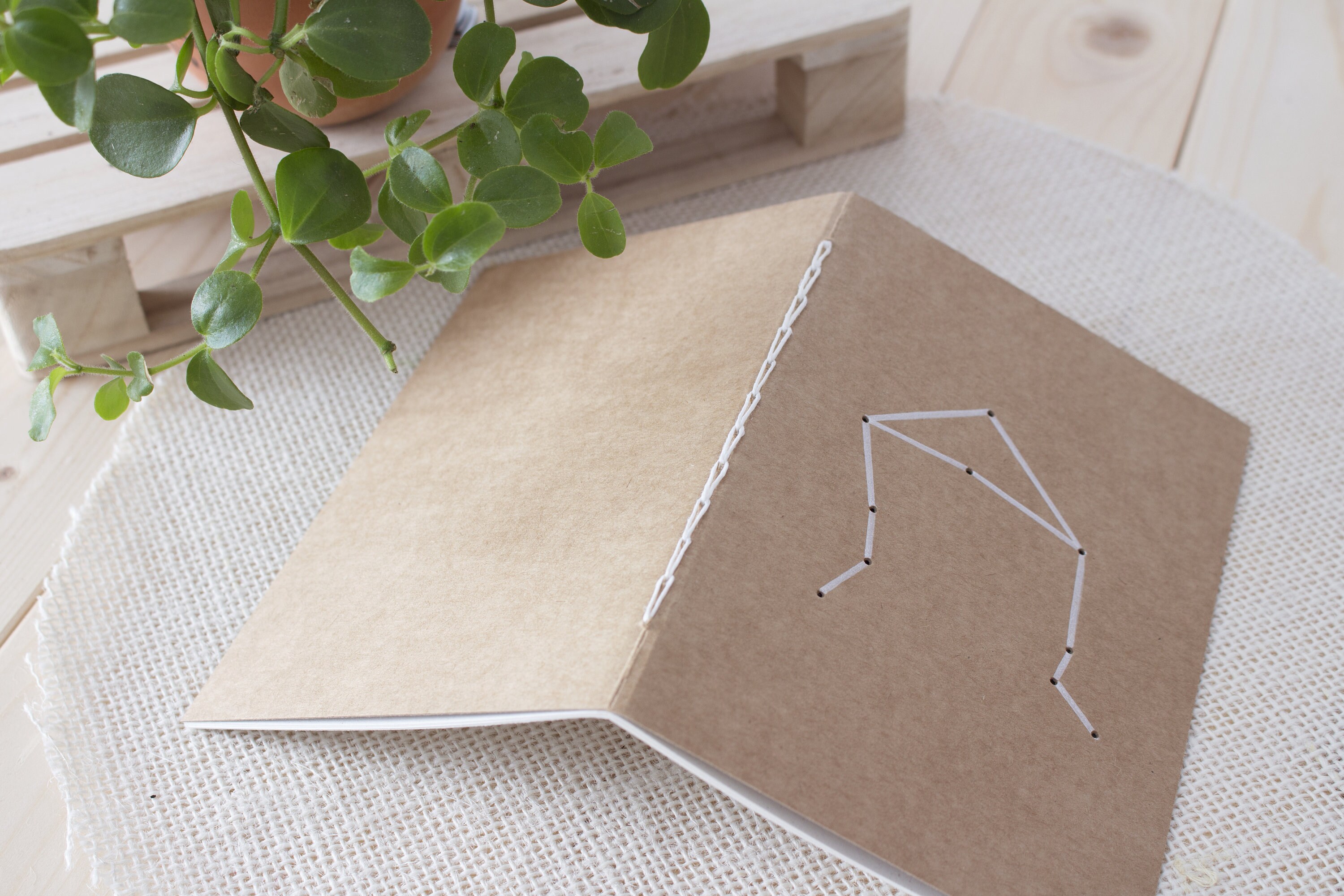 Libra Constellation Journal Bound by Hand Rustic Zodiac Mini - Etsy