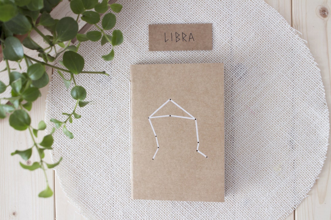 Libra Constellation Journal Bound by Hand, Rustic Zodiac Mini Notebook ...