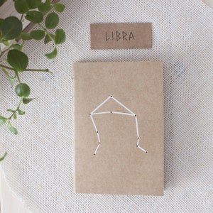 Libra Constellation Journal Bound by Hand, Rustic Zodiac Mini Notebook ...