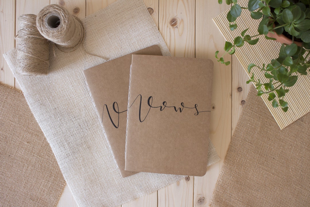 Rustic Wedding Vows Notebooks for Bride and Groom, Set of Two Natural ...