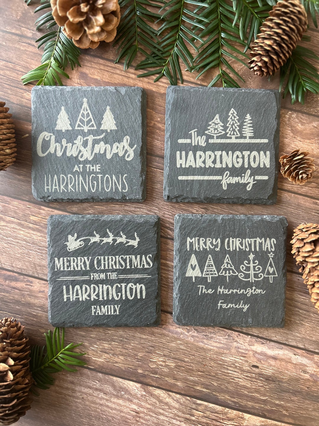 Personalised Christmas Coasters for Festive Drinks - Etsy Australia