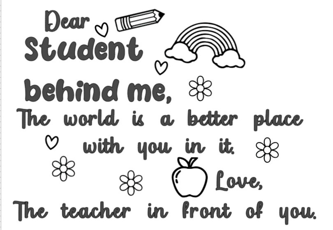 Dear Student Behind Me, SVG for Teacher T-shirts or Sweatshirts - Etsy