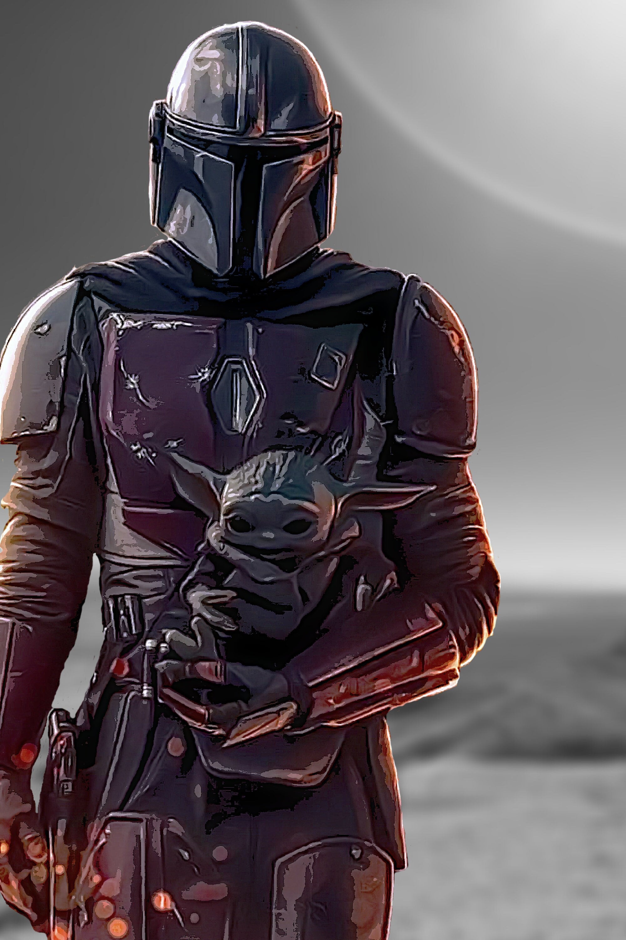 Art & Collectibles Gift Idea Wallpaper Madalorian Grogu Wall Decor ...