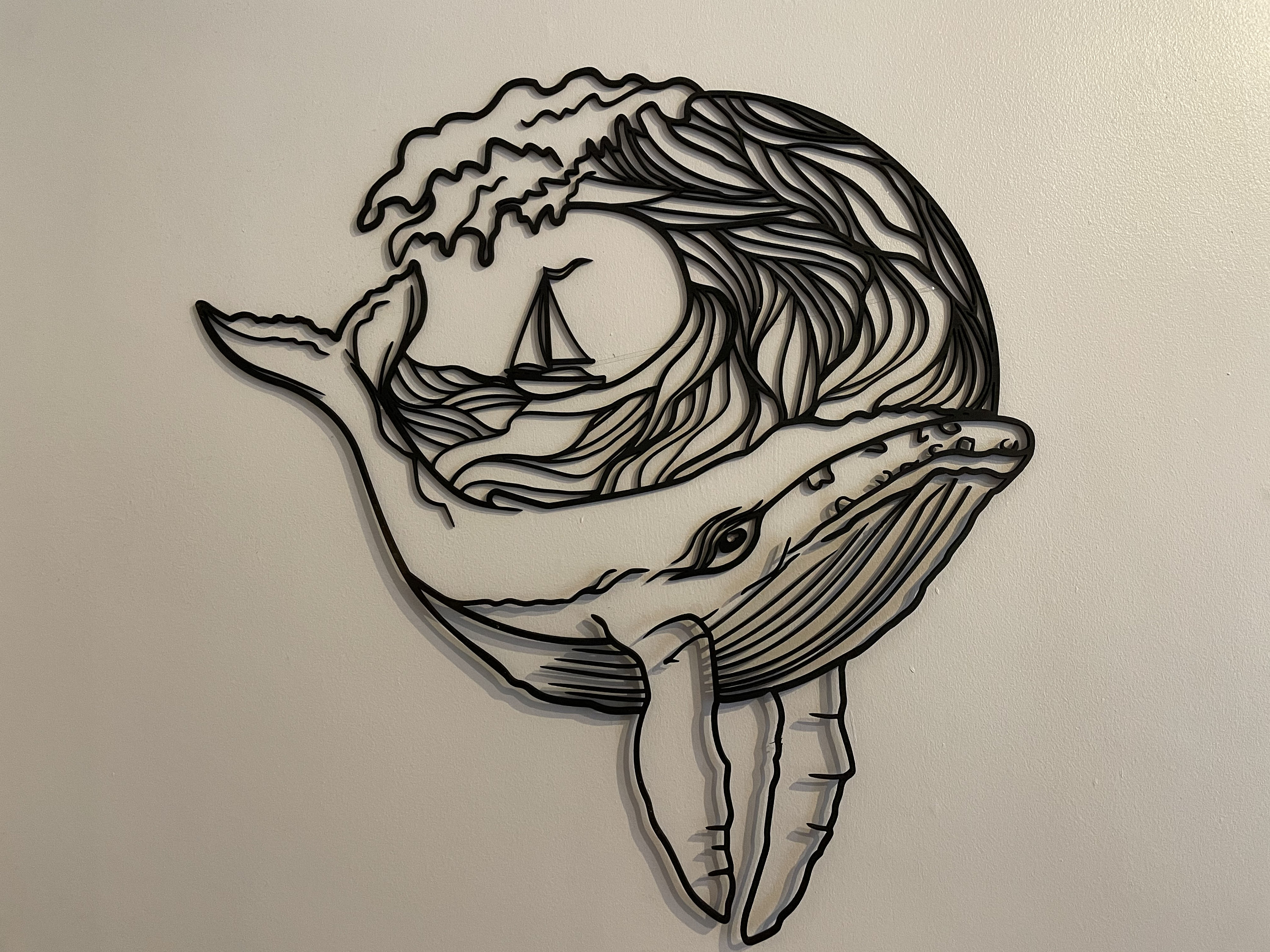 Geometric the Blue Whale and the Wave Designed Wall Art. - Etsy