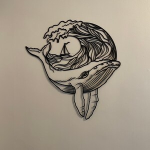 Geometric the Blue Whale and the Wave Designed Wall Art. - Etsy