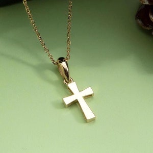 14K Gold Custom Engrave Cross Pendant, Personalized Cross Charm ...