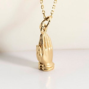 10K 14K 18K Gold Praying Hands Pendant, the Prayer Hands Pendant ...