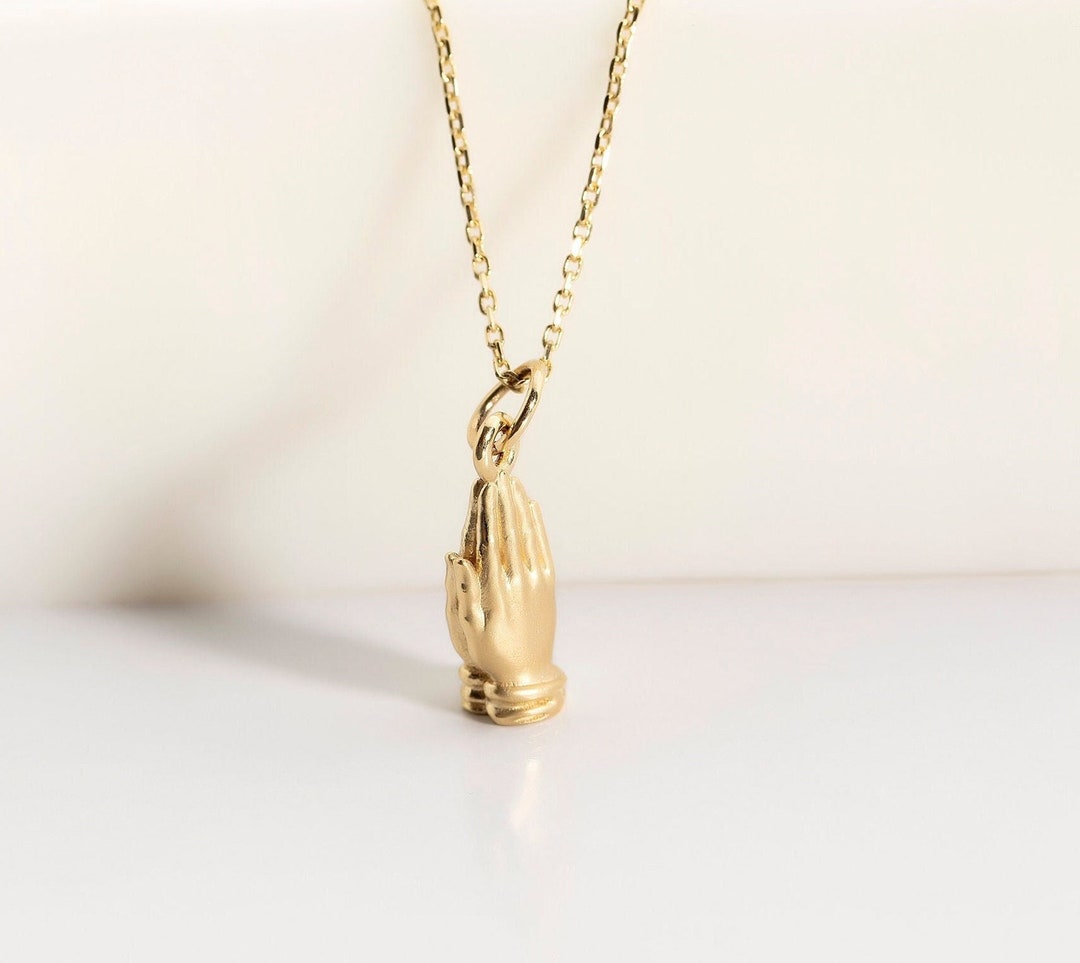 10K 14K 18K Gold Praying Hands Pendant, the Prayer Hands Pendant ...