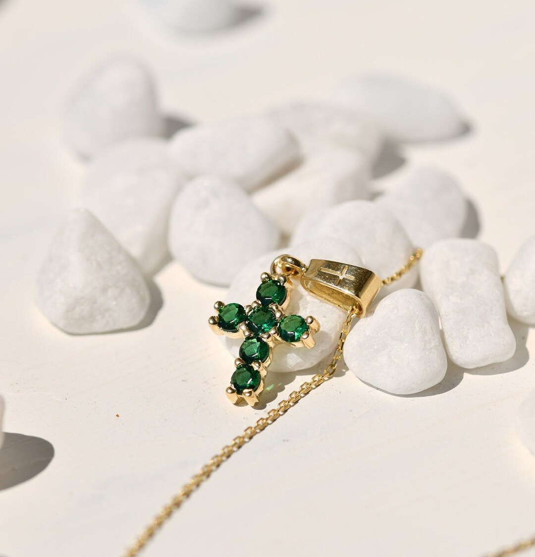 10K,14K,18K Gold Birthstone Cross Pendant, Personalized Birthstone ...
