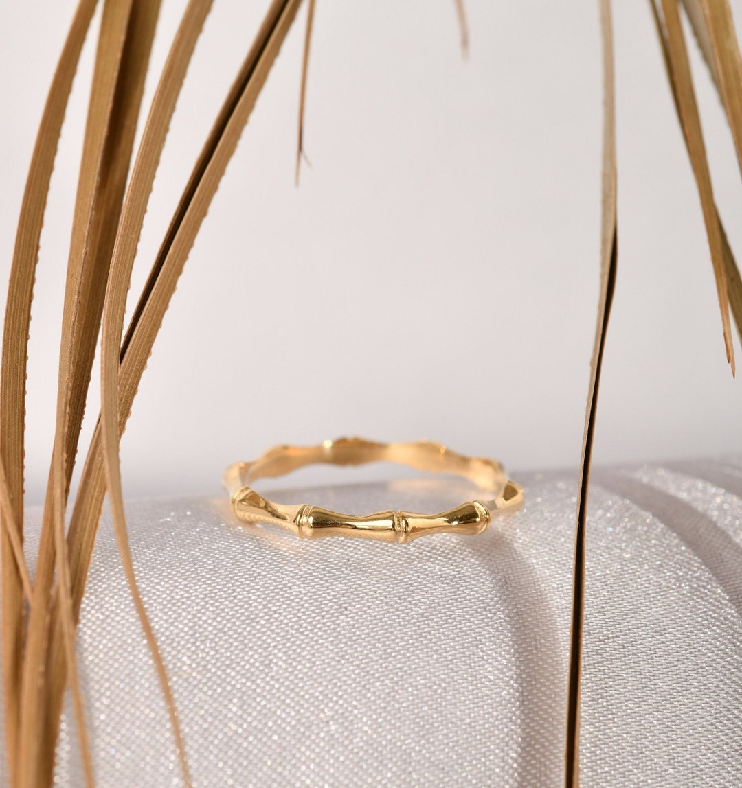 10K,14K,18K Gold Bamboo Ring, Bamboo Ring, Dainty Ring, Gift for Her ...