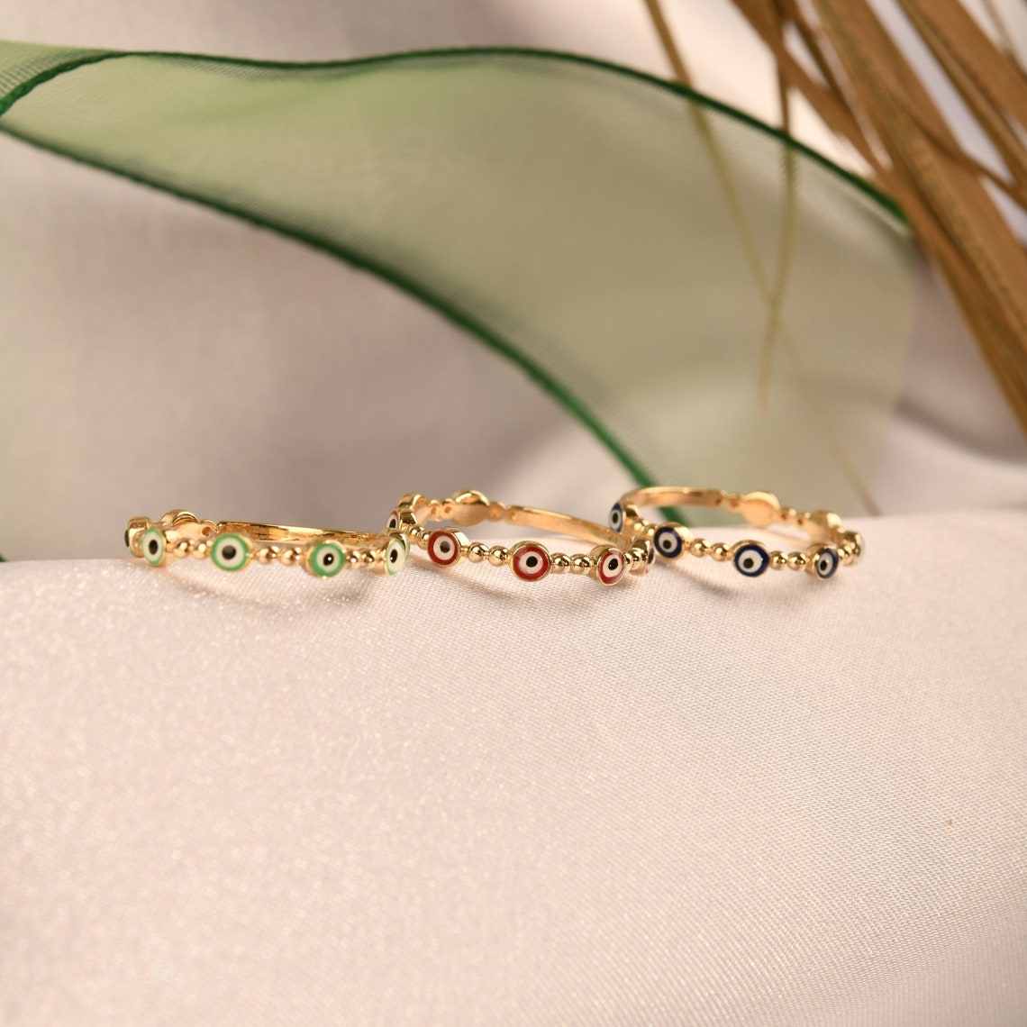10K,14K,18K Gold Evil Eye Ring, Mini Evel Eye Ring, Good Luck Ring ...