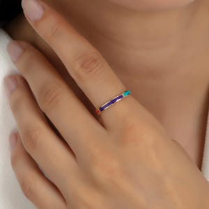10K 14K 18K Gold Personalized Multicolor Enamel Ring, Enamel Ring ...