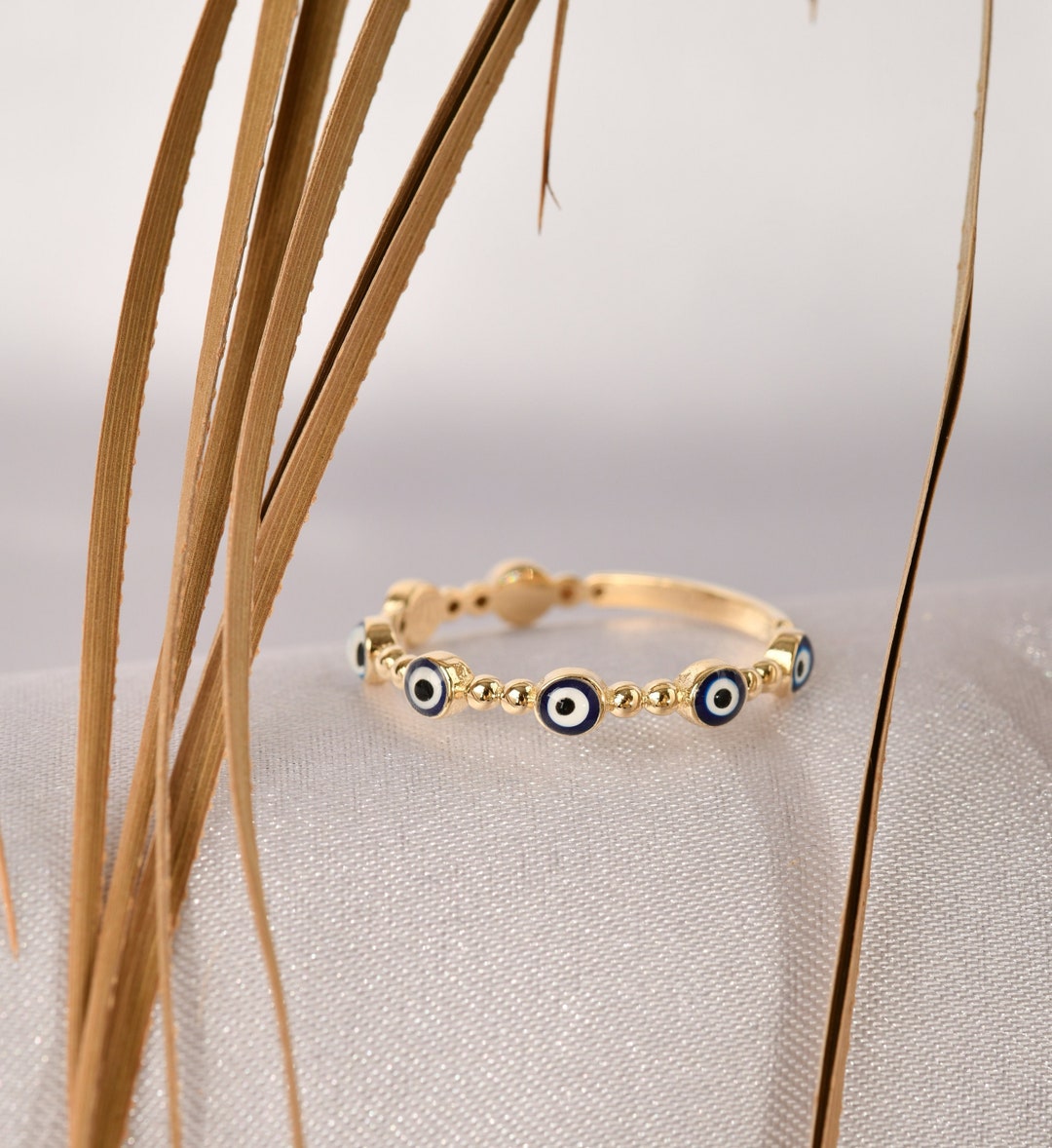 10K,14K,18K Gold Evil Eye Ring, Mini Evel Eye Ring, Good Luck Ring ...