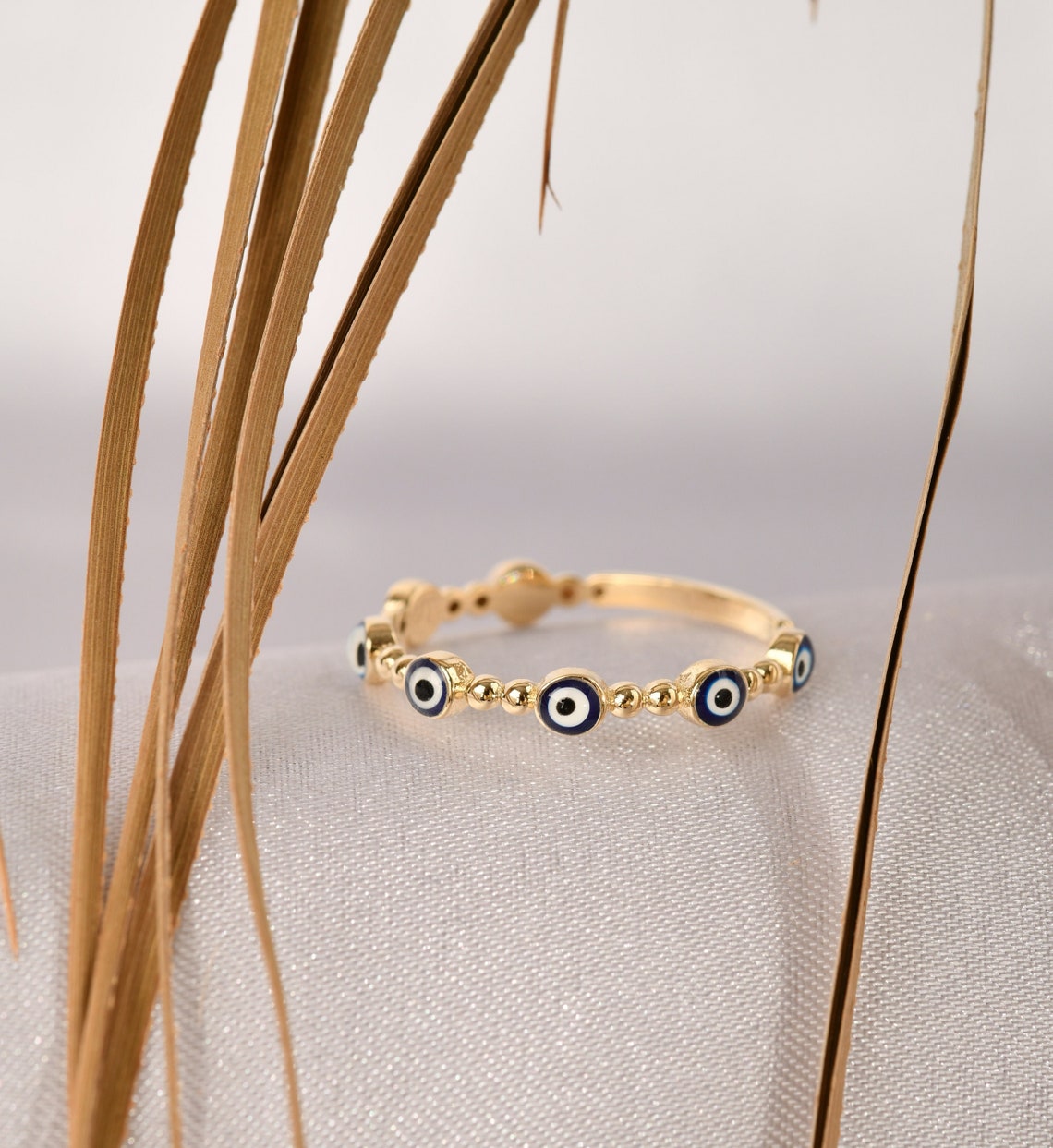10K,14K,18K Gold Evil Eye Ring, Mini Evel Eye Ring, Good Luck Ring ...