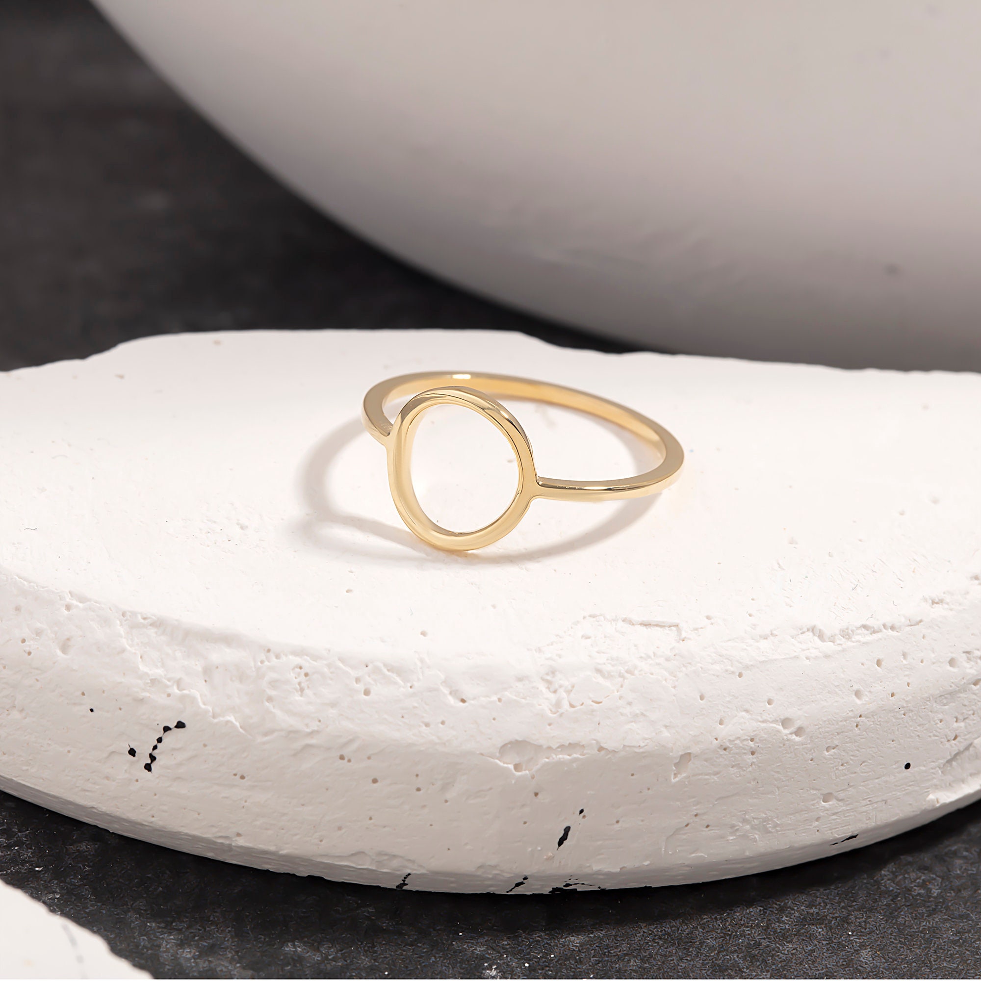 10K,14K,18K Gold Symbol Ring, Gold Signet Ring, Heart Ring, Open Circle ...