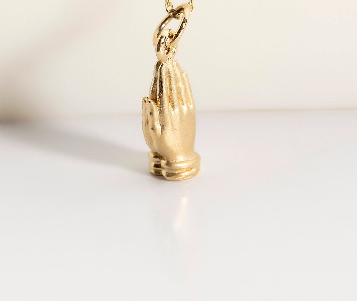 10K 14K 18K Gold Praying Hands Pendant, the Prayer Hands Pendant ...