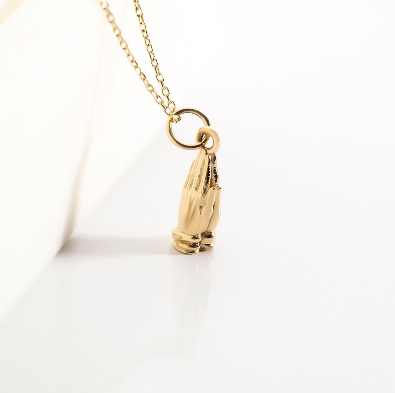 10K 14K 18K Gold Praying Hands Pendant, the Prayer Hands Pendant ...