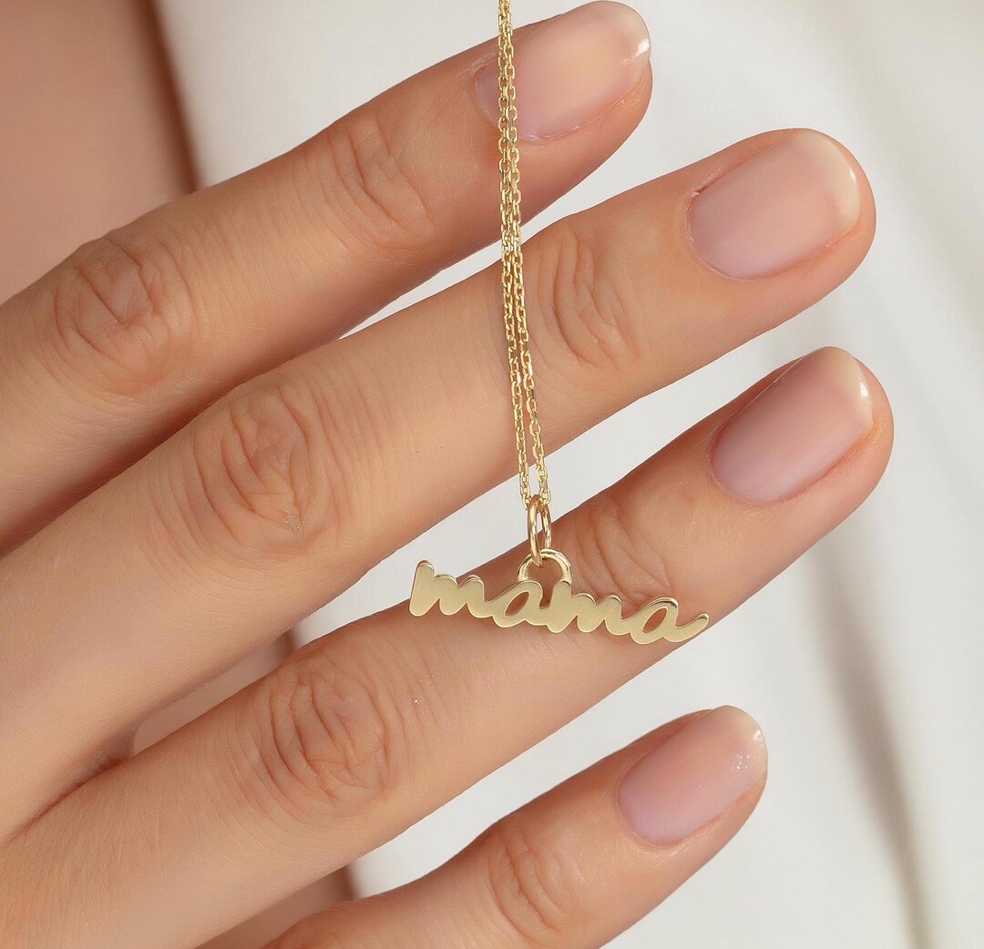 10K,14K,18K Gold Mama Pendant, Gold Mom Pendant, Gift for Mom, New Mom ...