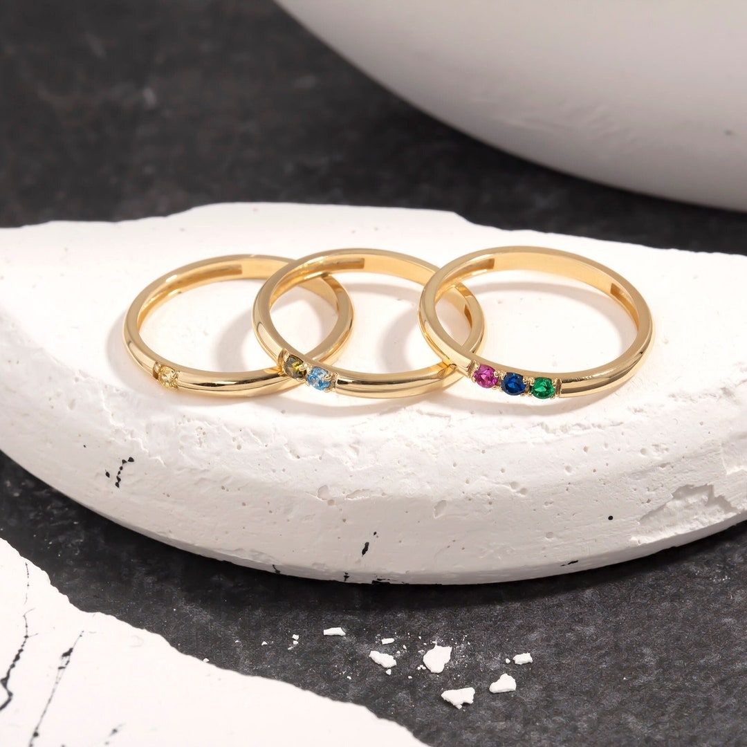 10K,14K,18K Gold Personalized Family Birthstone Ring, Mothers Ring ...