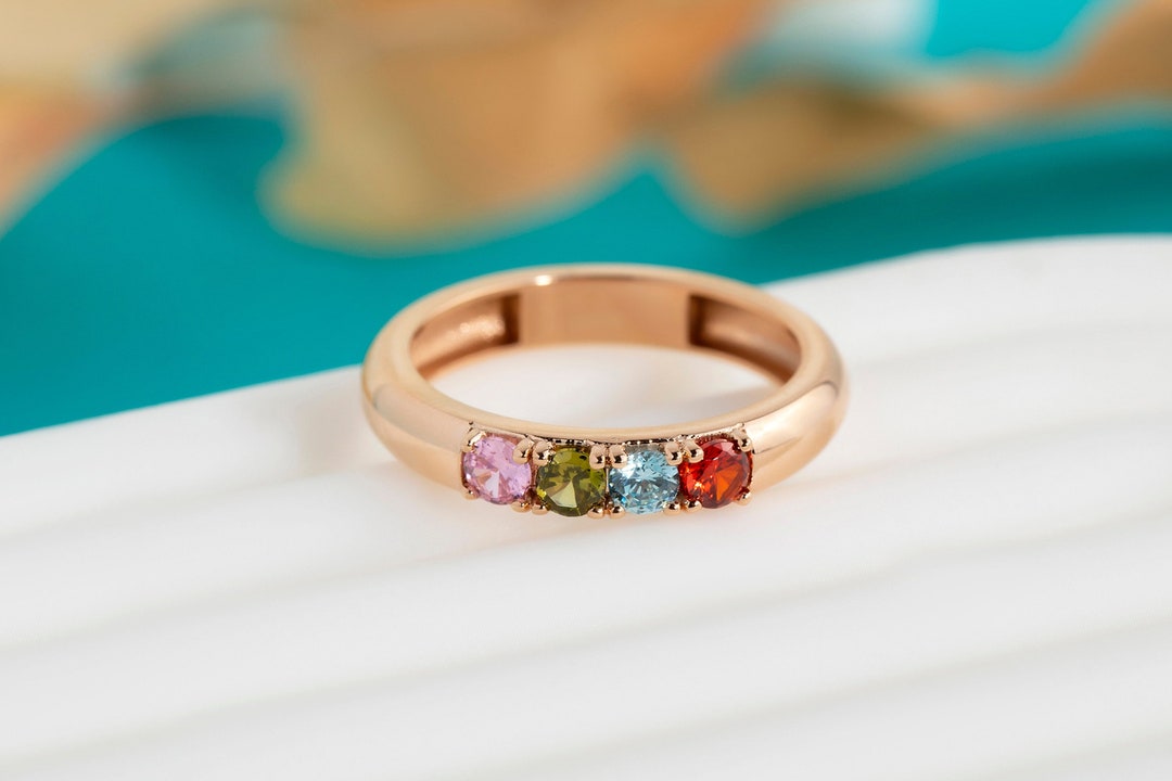 10K,14K,18K Gold Family Birthstone Ring, Personalized Birthstone Ring ...