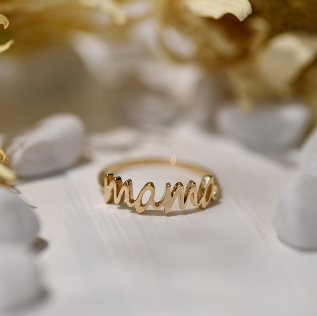 10K,14K,18K Gold Mama Ring, Dainty Mama Ring, Gift for Mom, New Mom ...