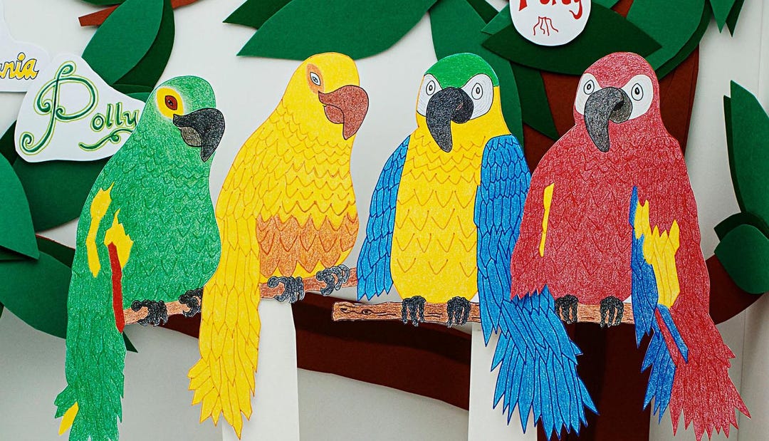 Parrot Paper Dolls, Debut Collection of 4 Parrots and 13 Outfits ...